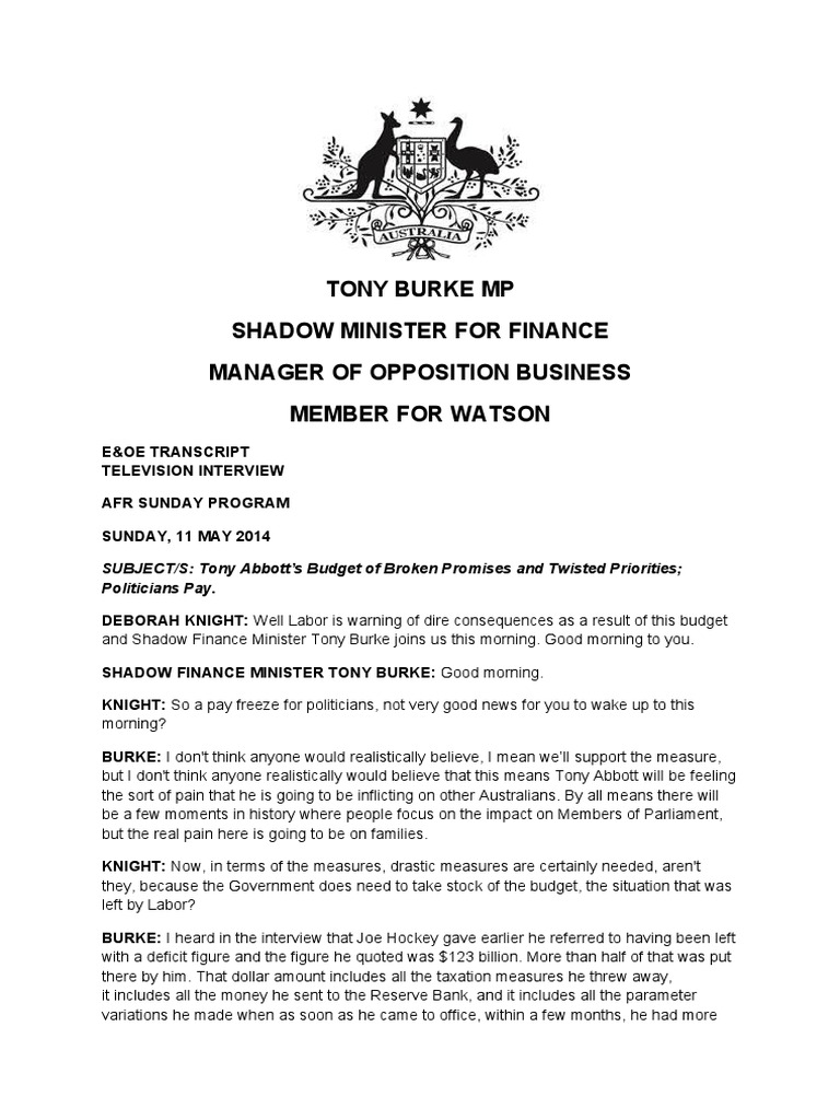 Tony Burke MP | PDF | Government
