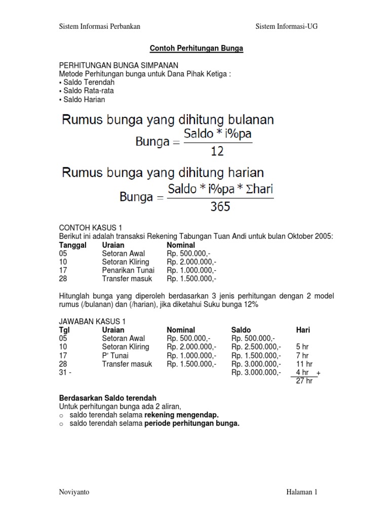 Contoh Perhitungan Bunga | PDF