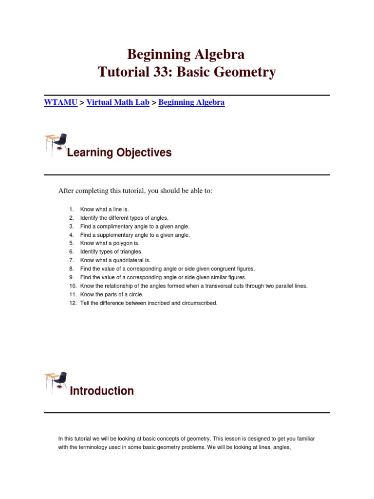 Beginning Algebra - Basic Geometry2 | PDF | Circle | Rectangle