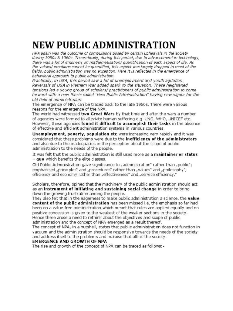 Understanding New Public Administration | PDF | Public Administration ...