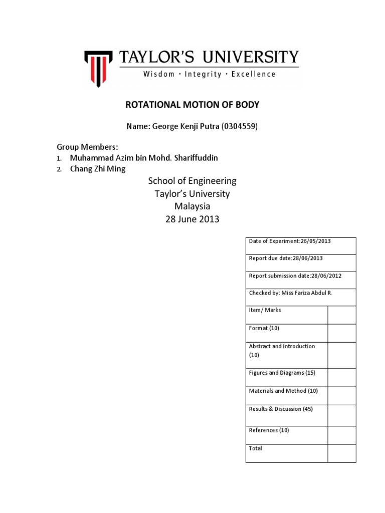 Rotational Motion Experiment Analysis | PDF | Torque | Rotation Around ...