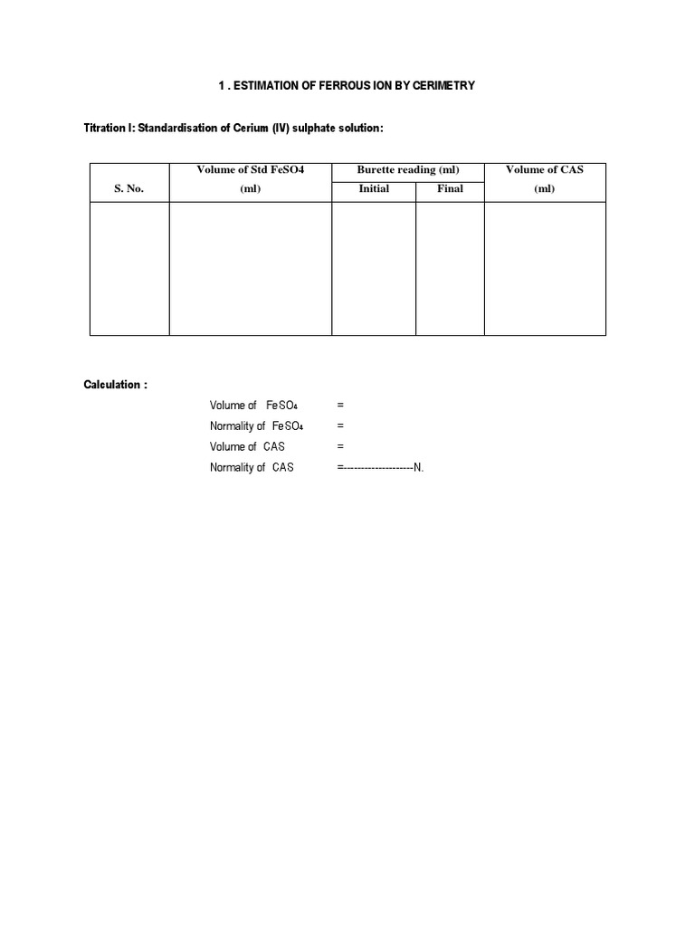 Estimation of Ferrous Ion by Cerimetry | PDF | Polymers | Spectrophotometry