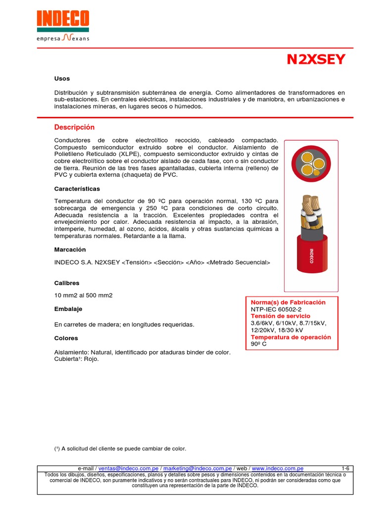 Cable N2xsey | PDF | Cobre | Resistencia Eléctrica y Conductancia