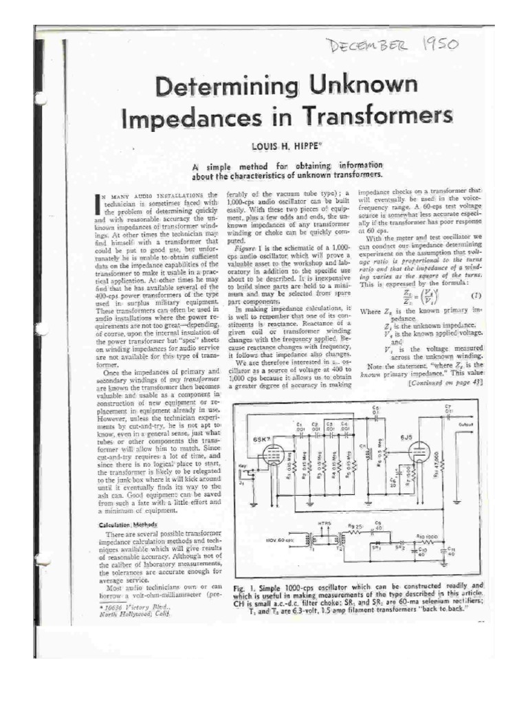 Transformer Articles From Audio Engineering | PDF