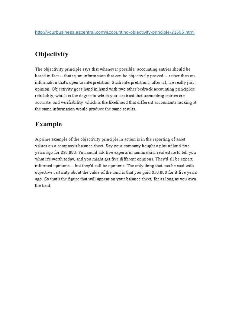 Objectivity Principle | PDF | Financial Statement | Accounting