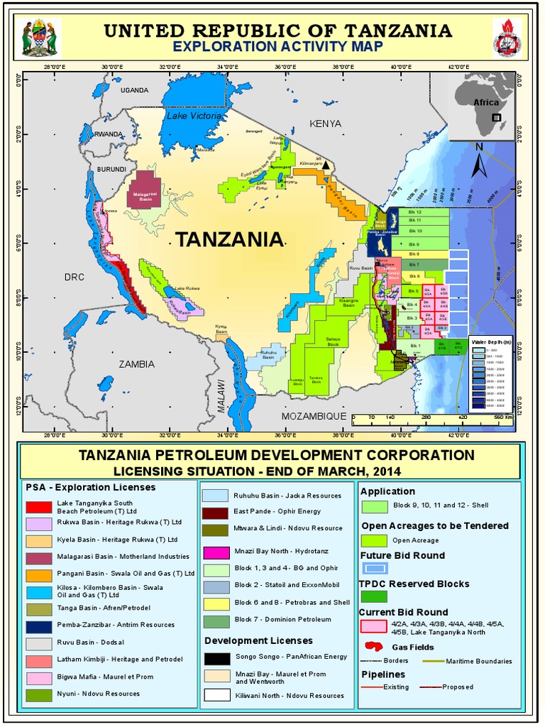 Tanzania Oil Exploration Map 2014 | PDF | Science & Mathematics