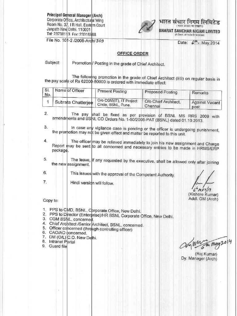 Chief Architect Promotion On Regular Basis Reg - 06-05-14 | PDF ...