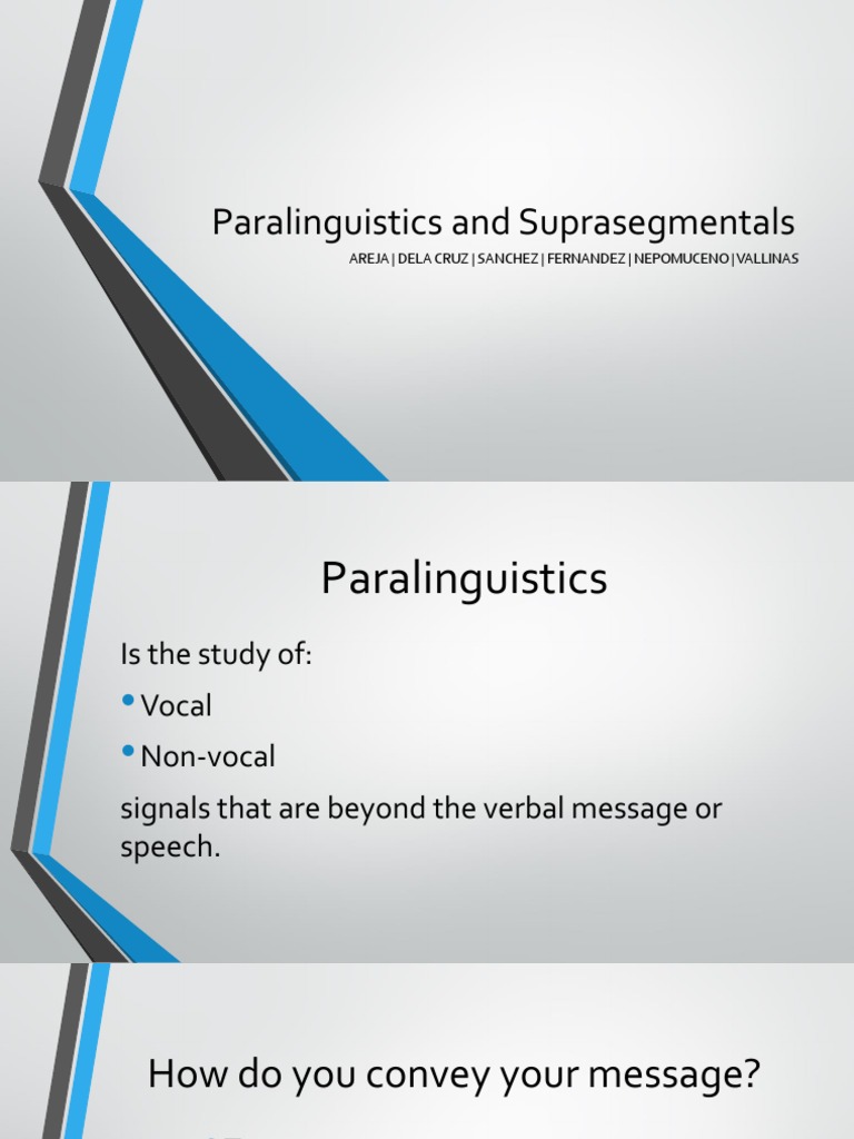 Paralinguistics and Suprasegmentals | PDF | Stress (Linguistics ...