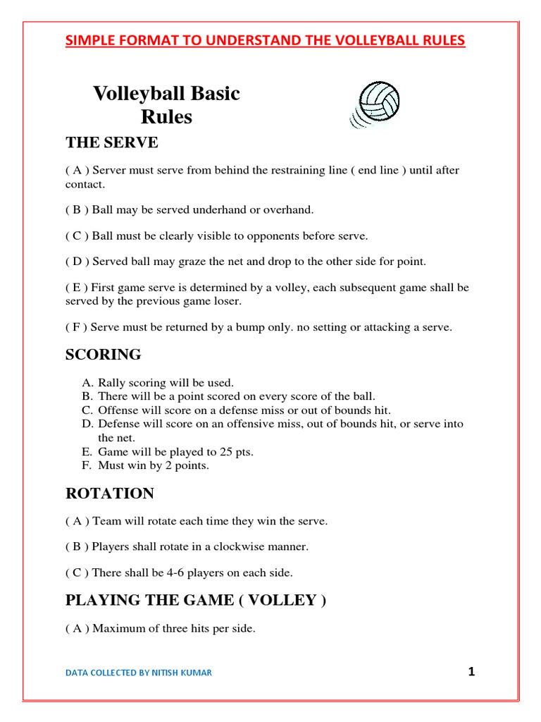Volleyball Basic Rules | PDF | Volleyball | Hobbies