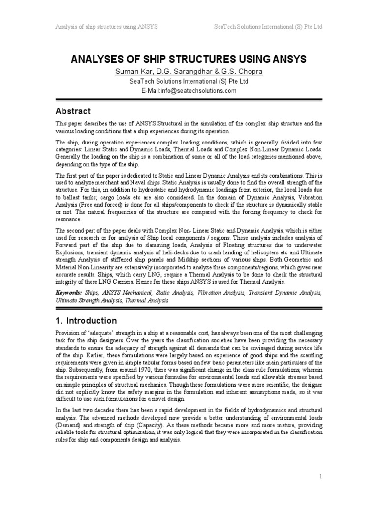 ANSYS Analysis of Ship Structures | PDF | Structural Load | Strength Of ...