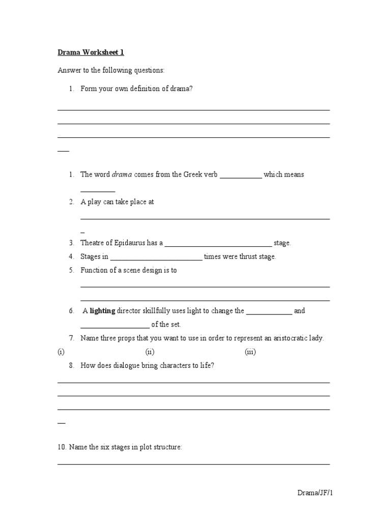 Drama Worksheet | PDF