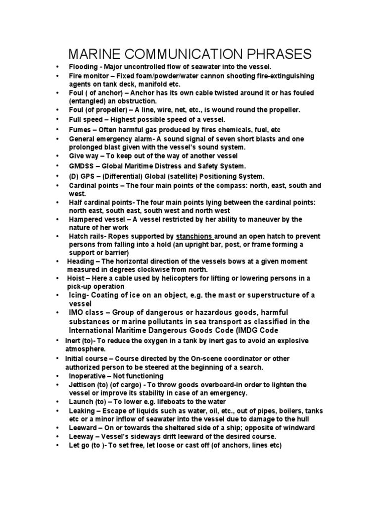 Essential Marine Communication Terms | PDF | Anchor | Ships