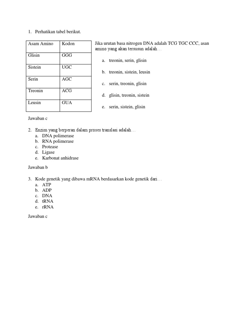 Biomol Soal 1 | PDF | Sains & Matematika