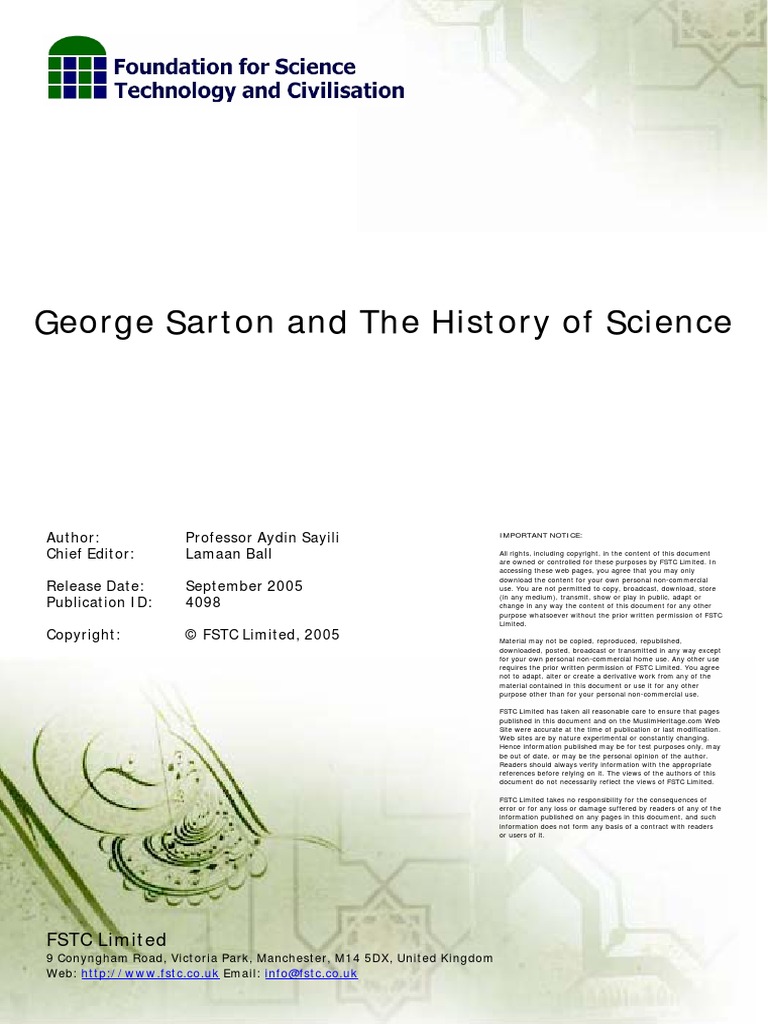 George Sarton and The History of Science: FSTC Limited | PDF | Politics ...