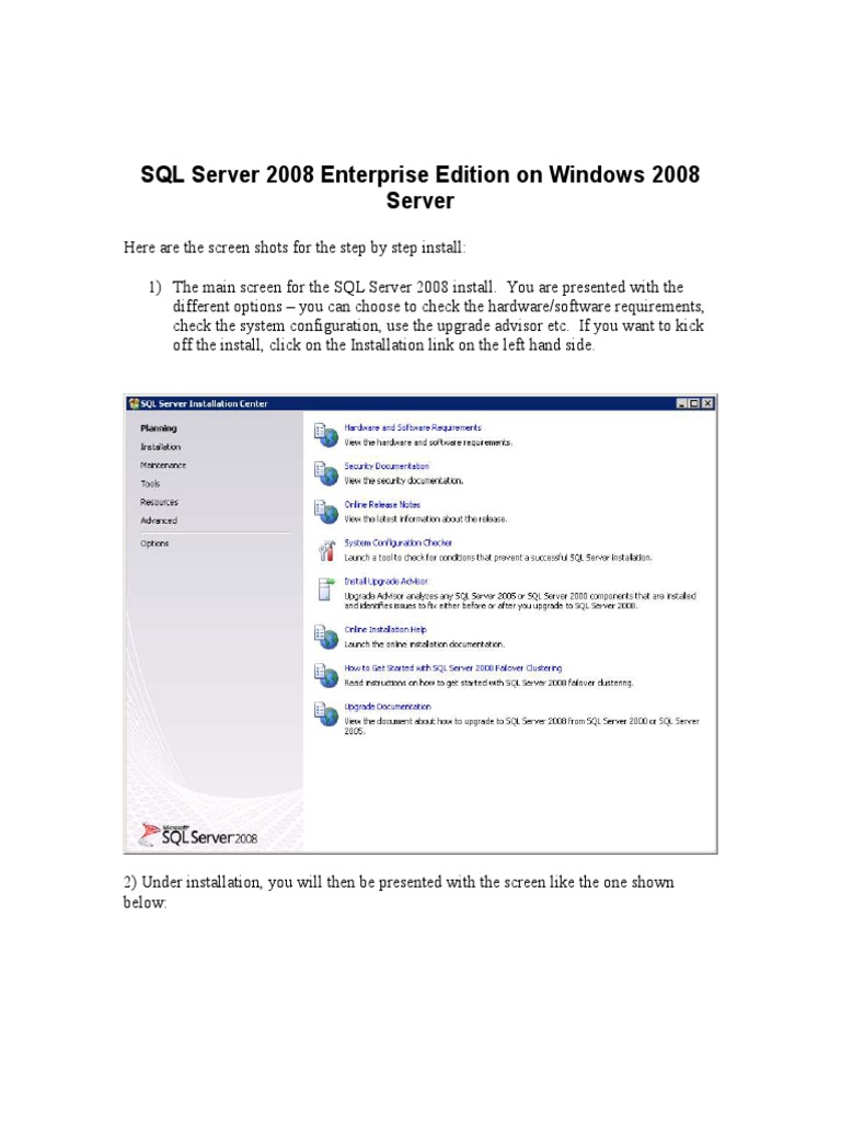 SQL Server 2008 Enterprise Edition On Windows 2008 Server | PDF ...