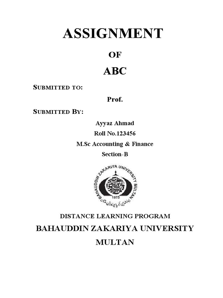 Assignment Title Page | PDF