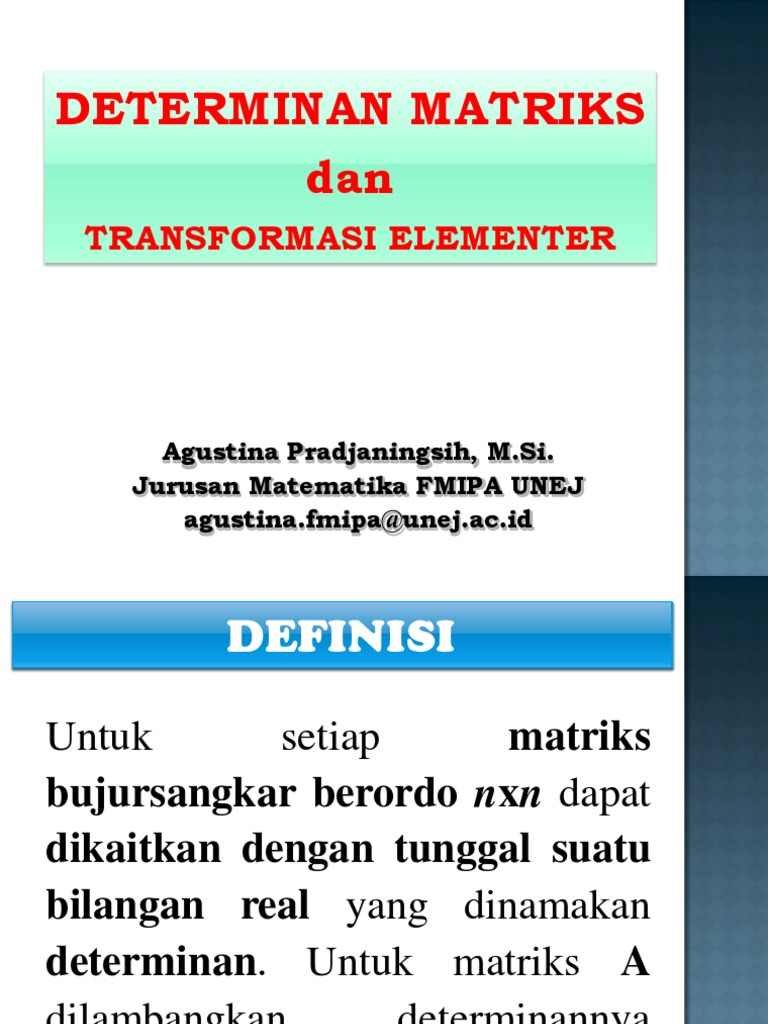2 Determinan Matriks Dan Transformasi Elementer | PDF