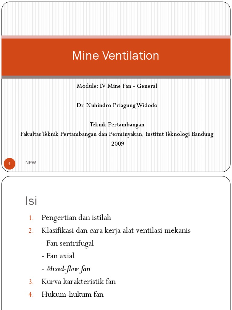 Mine Ventilation Systems Overview | PDF | Mechanical Fan | Fluid Dynamics