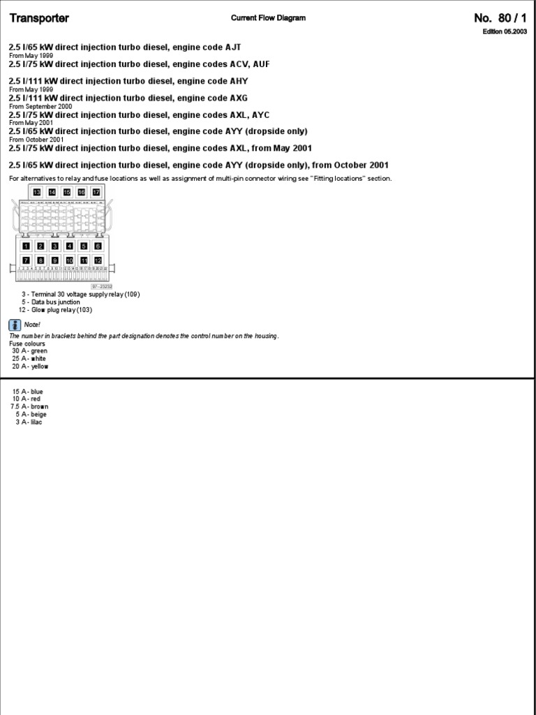 VW T4 Engine Wiring 2002 | PDF | Diesel Engine | Fuel Injection