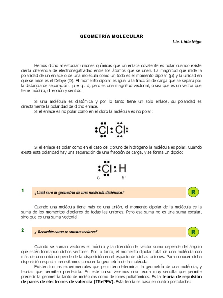 4A Geometria Molecular | PDF | Polaridad química | Enlace químico