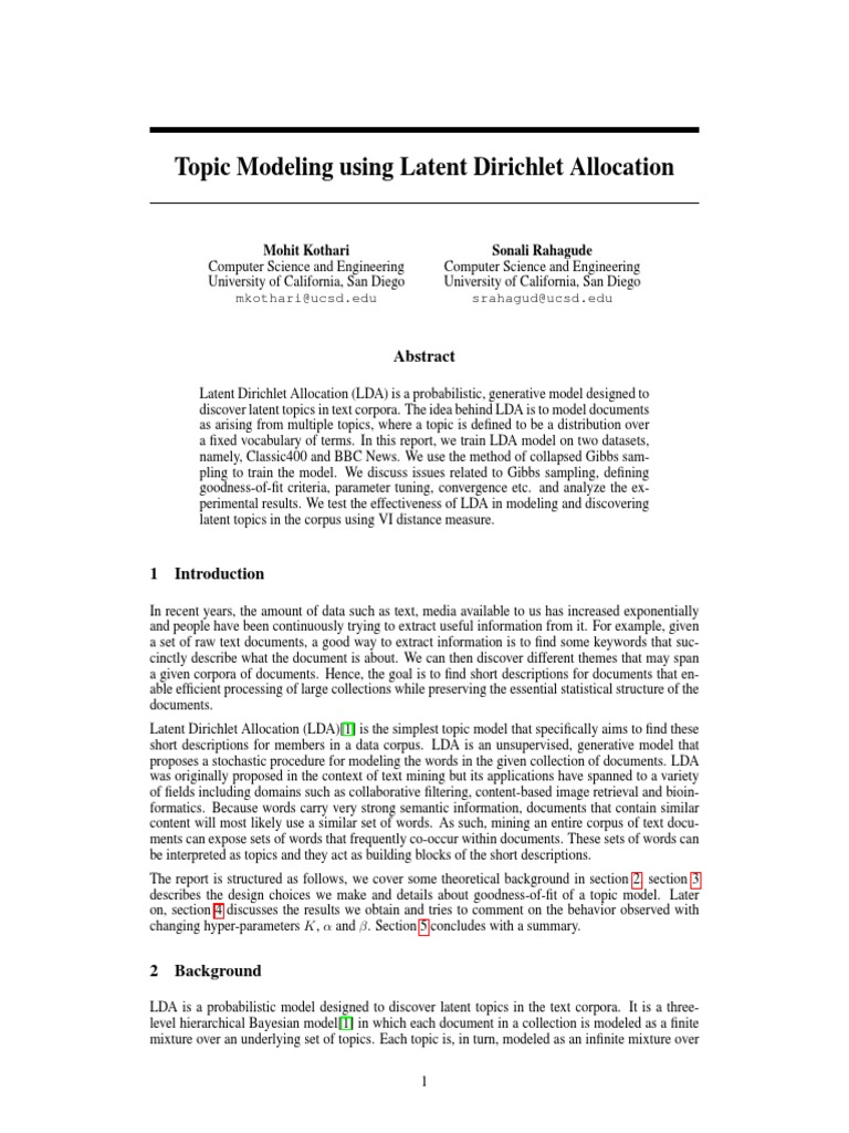 Latent Dirichlet Allocation | PDF | Principal Component Analysis | Probability Theory