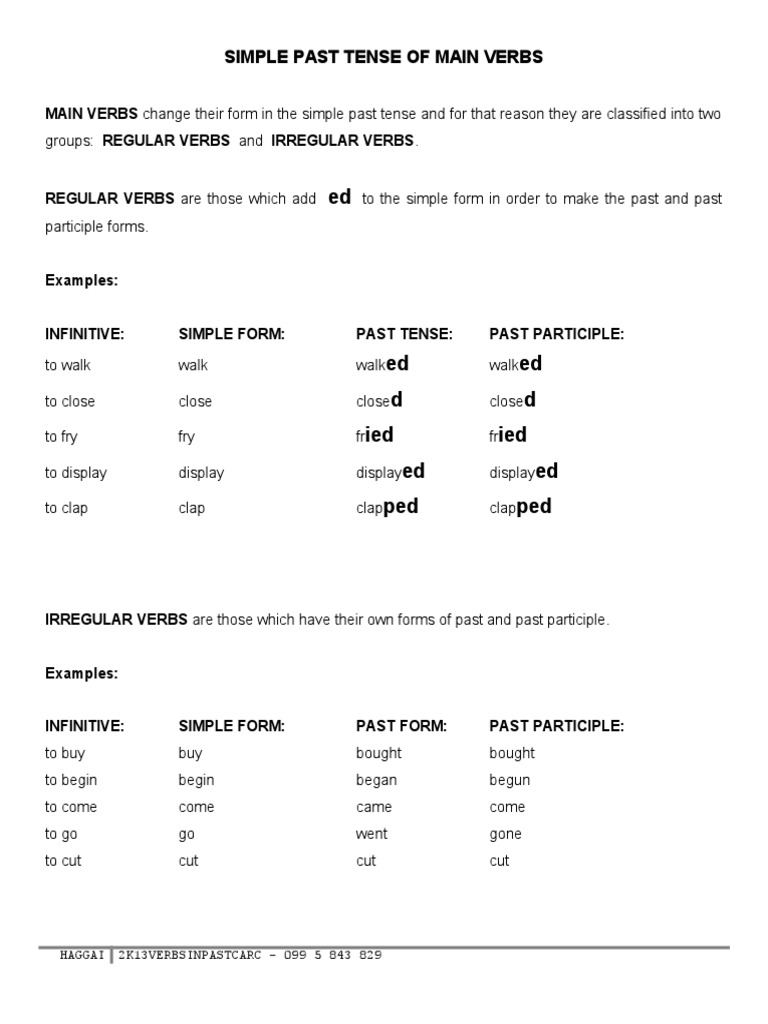 Simple Past Tense | PDF | Verb | Grammar