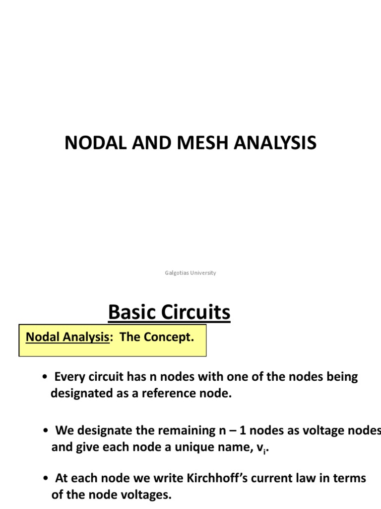 Nodal and Mesh Analysis: Galgotias University | Download Free PDF | Electrical Network ...