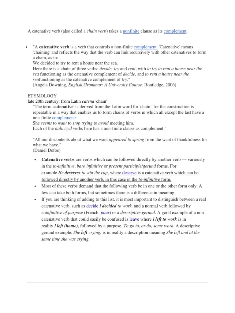 Catenative Verbs | PDF | Grammar | Style (Fiction)