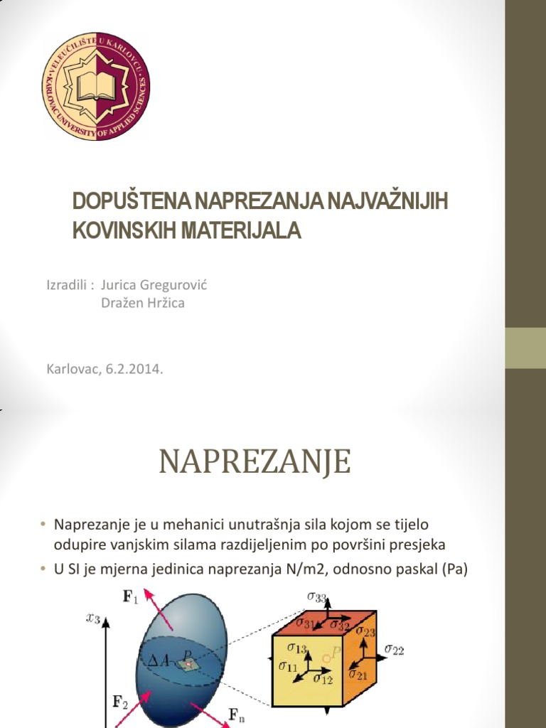 Dopuštena Naprezanja Najvažnijih Kovinskih Materijala | PDF