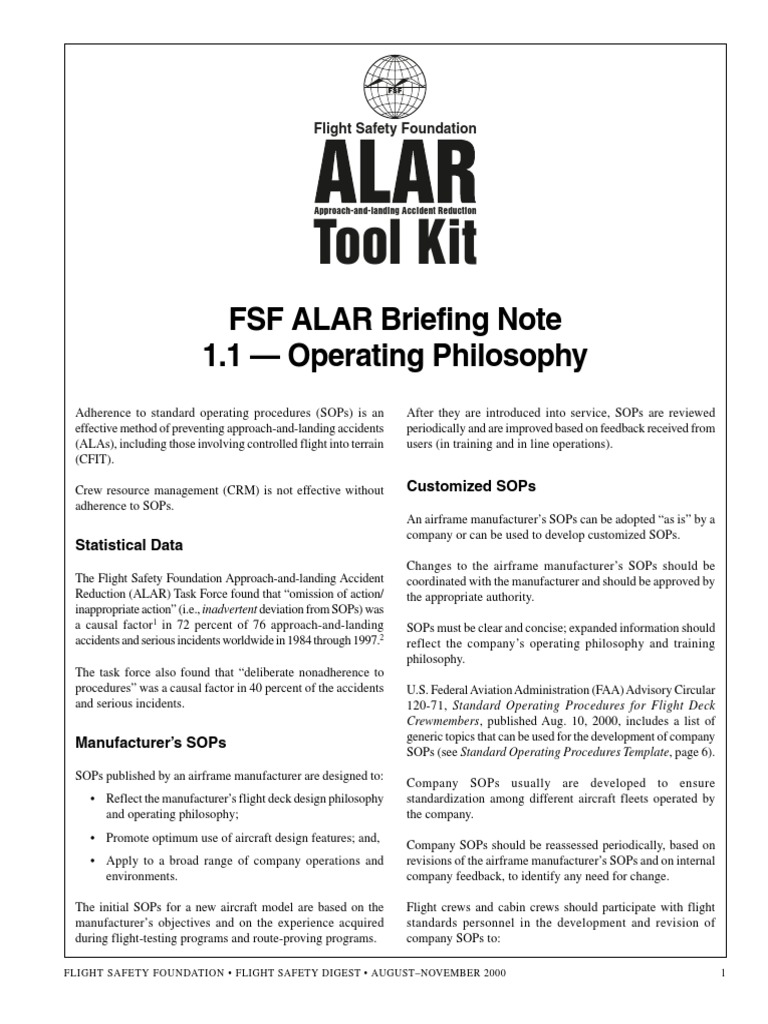 Alar Bn1 1 Ops Philosophy | PDF | Aviation Safety | Federal Aviation Administration