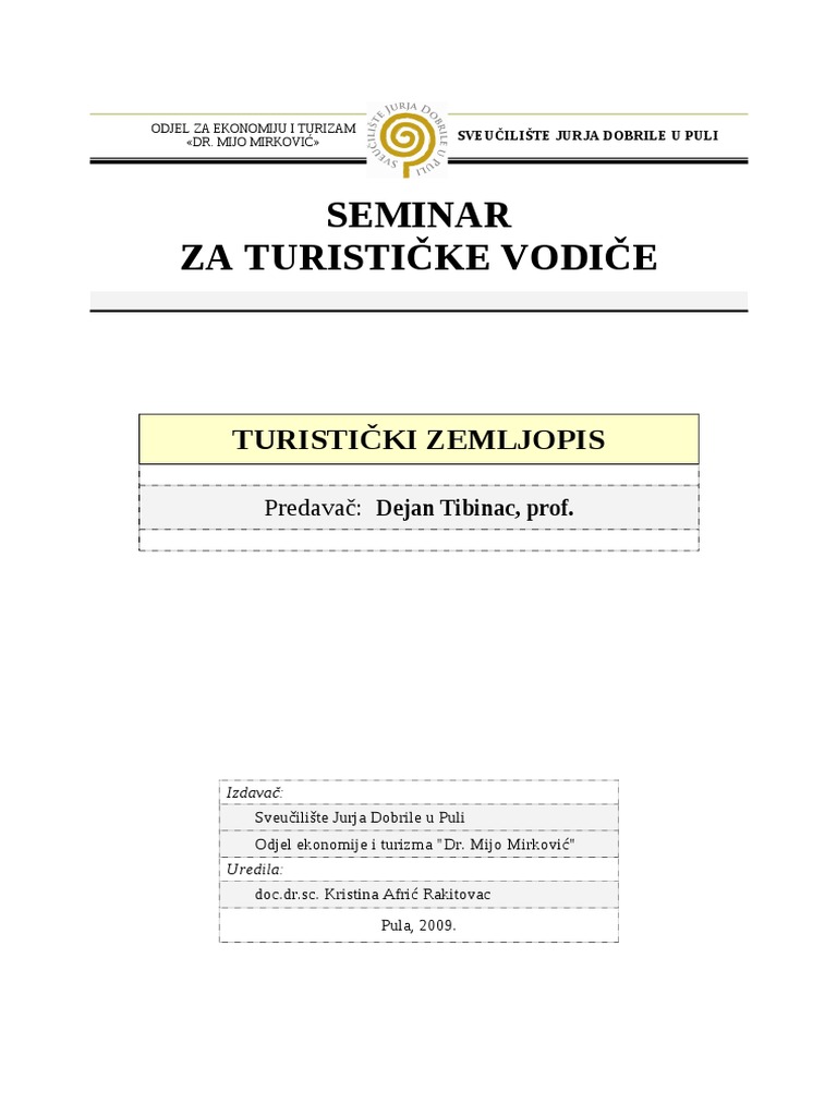 Turisticki Zemljopis Hrvatske | PDF
