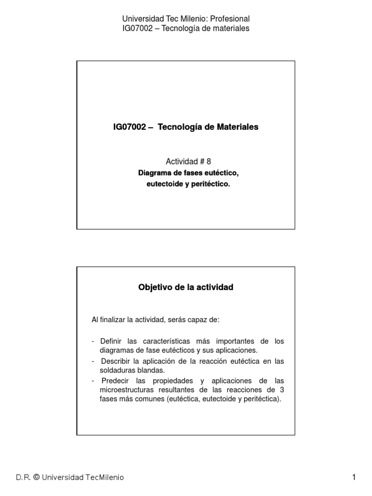 Diagrama de Fases Eutéctico, Eutectoide y Peritectico | PDF | Diagrama ...
