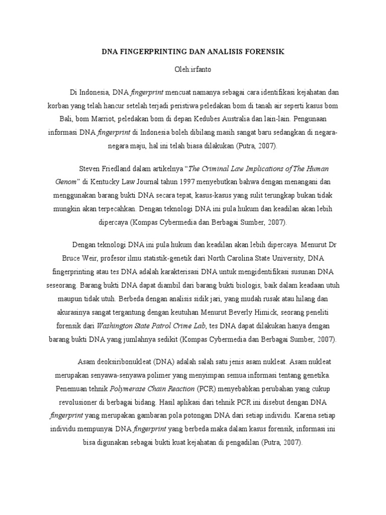 Dna Fingerprinting Dan Analisis Forensik | PDF