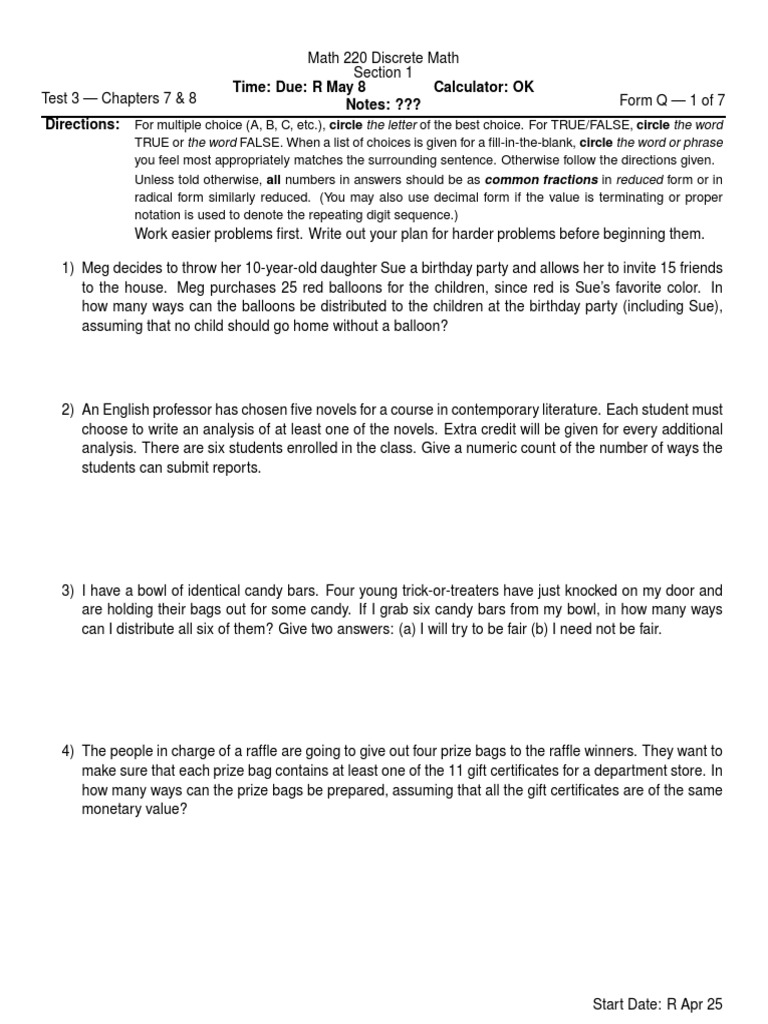 Distributing Balloons, Candy Bars, and Cookies: Solving Combinatorial ...