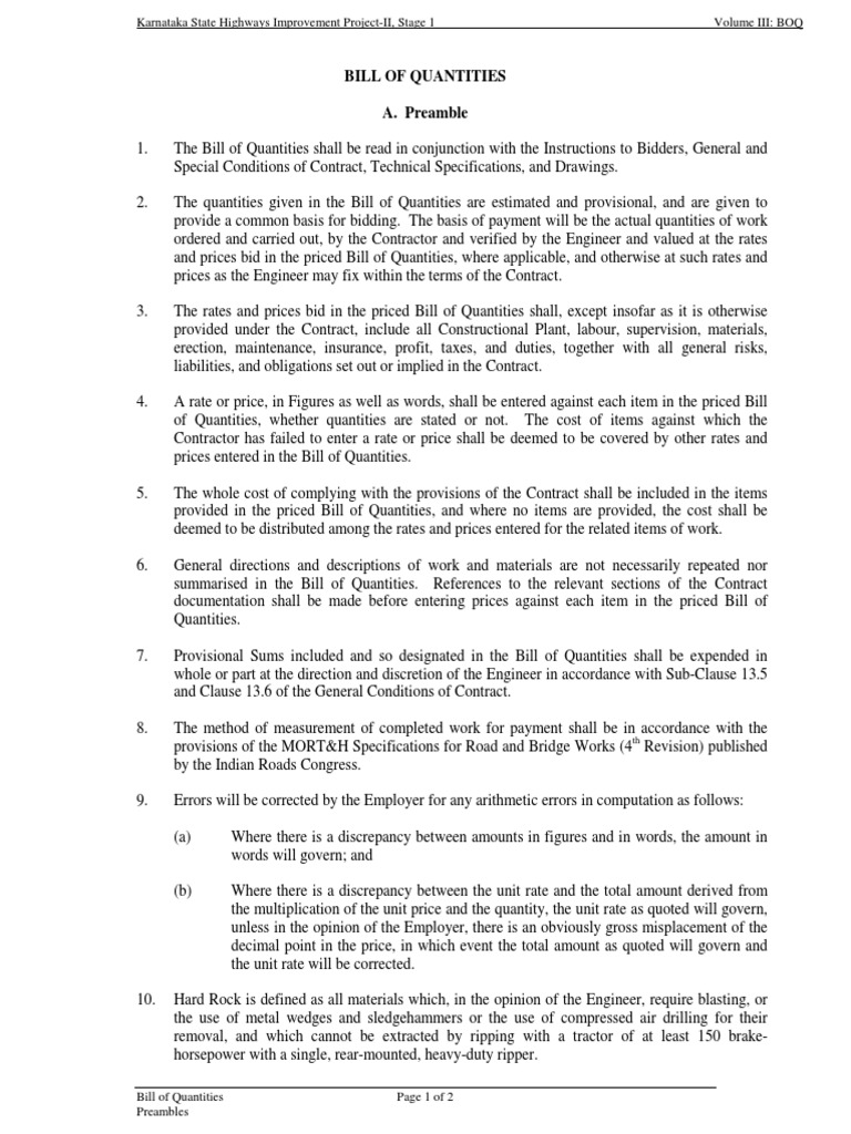 Preamble | PDF | Prices | Construction Bidding