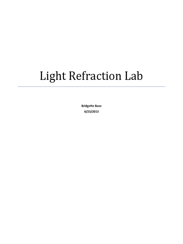 Refraction Lab | PDF | Refraction | Refractive Index