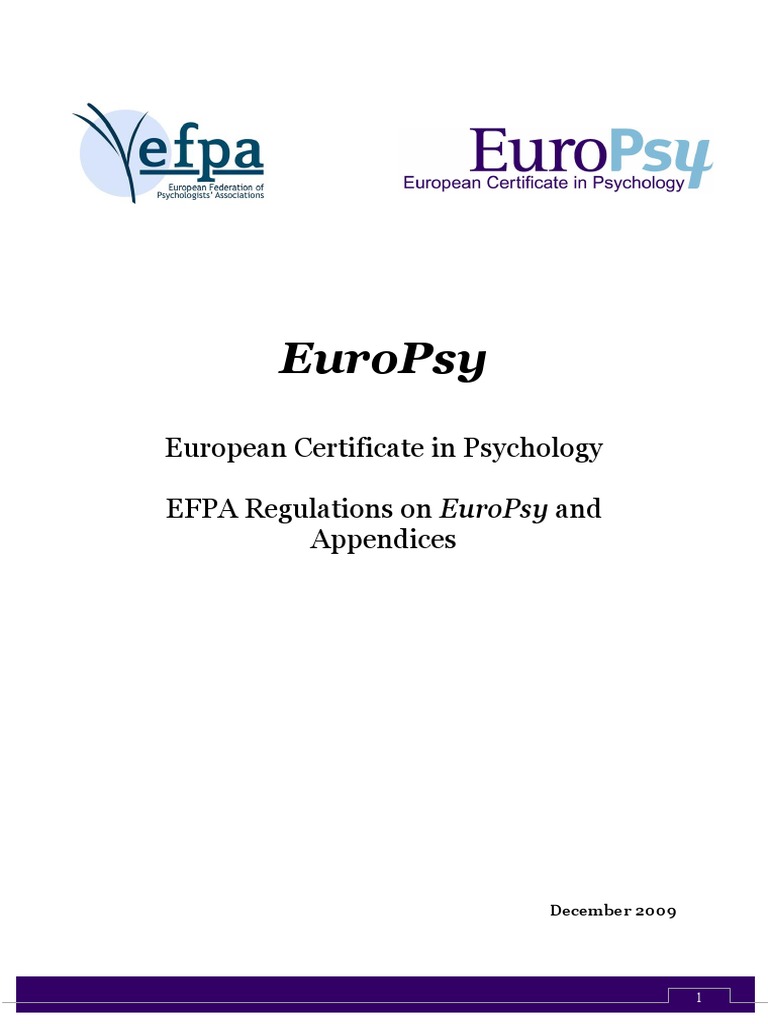 EuroPsy Regulations December 2009 | PDF | Profession | Psychology