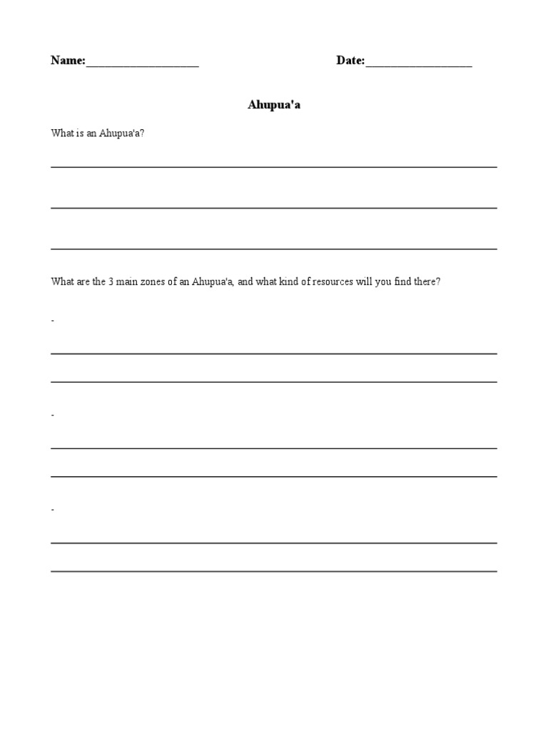 Ahupuuasheet | PDF