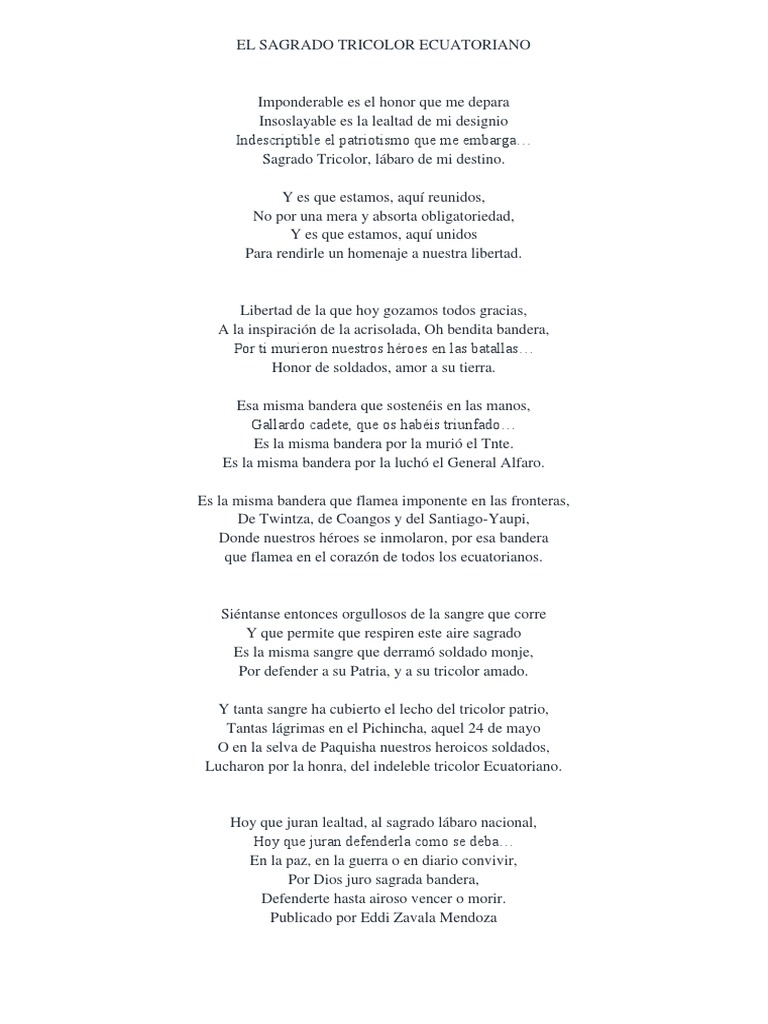 Poema a La Bandera Ecuatoriana