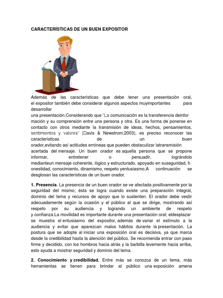 Características de Un Buen Expositor | PDF | Comunicación no verbal | Ritmo