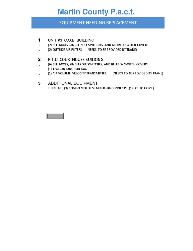 Equipment Matrix | PDF | Manufactured Goods | Electrical Engineering