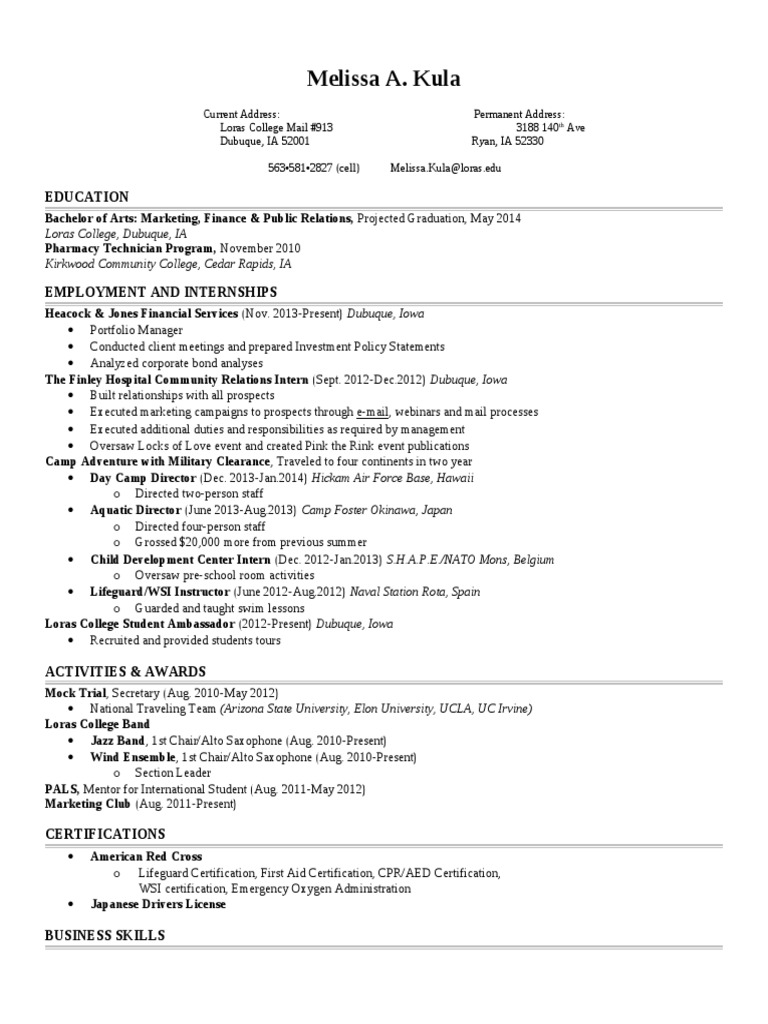 Melissa Kula's Professional Resume | PDF