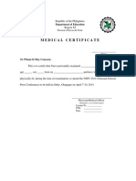 Medical Certificate 2010 Palaro | PDF | Physical Examination | Practice ...