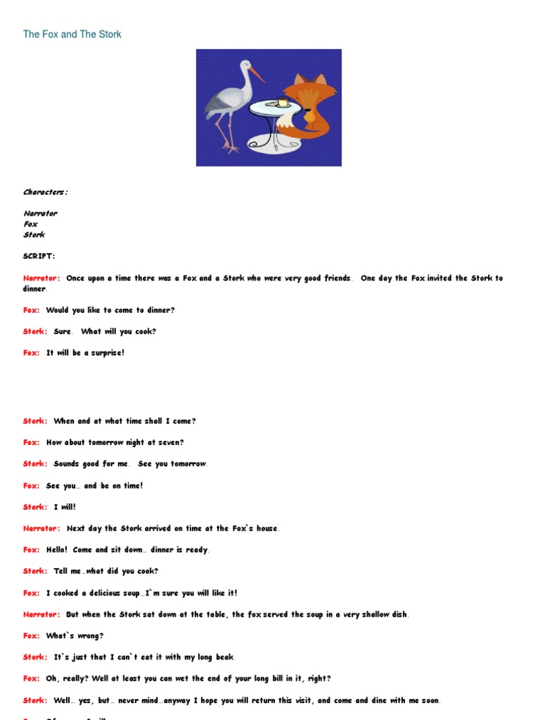 The Fox and The Stork: A Moral Tale | PDF | Classics