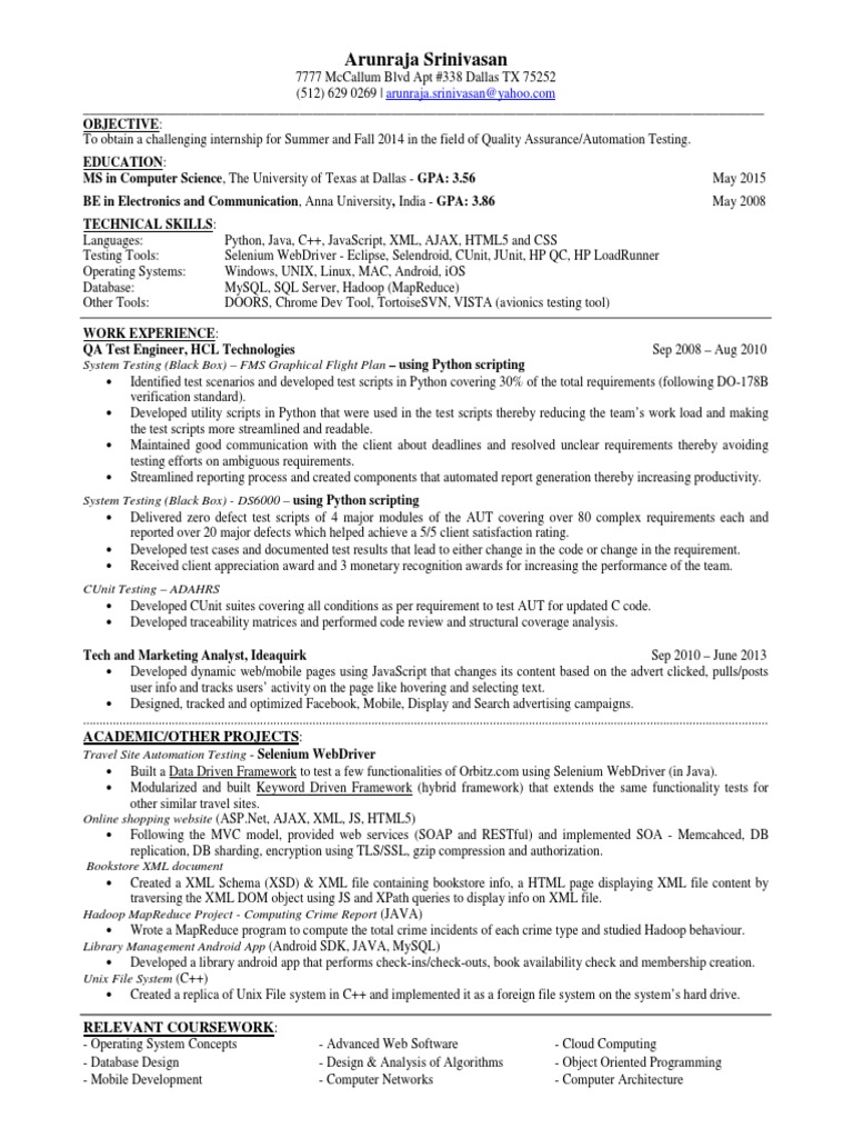 Arunraja Resume | PDF | Xml | Scripting Language