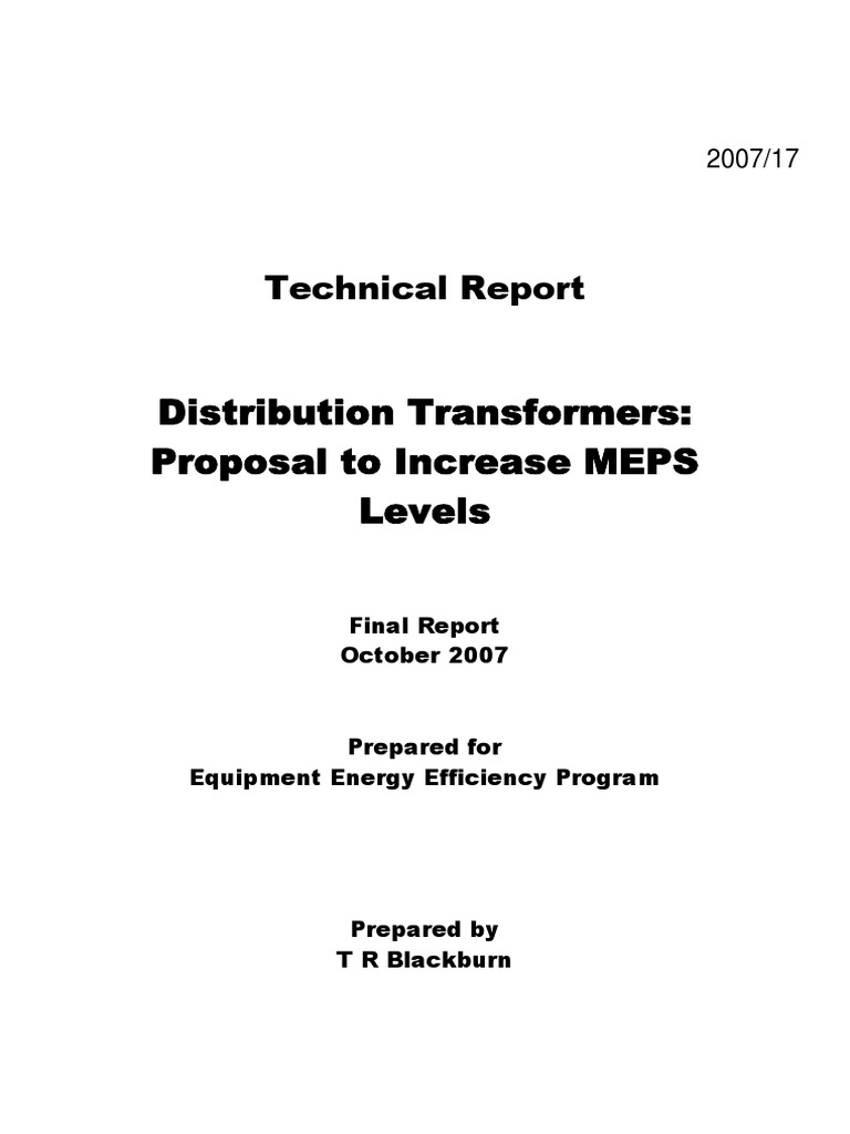 Technical Report on Proposal to Increase MEPS Levels for Distribution ...