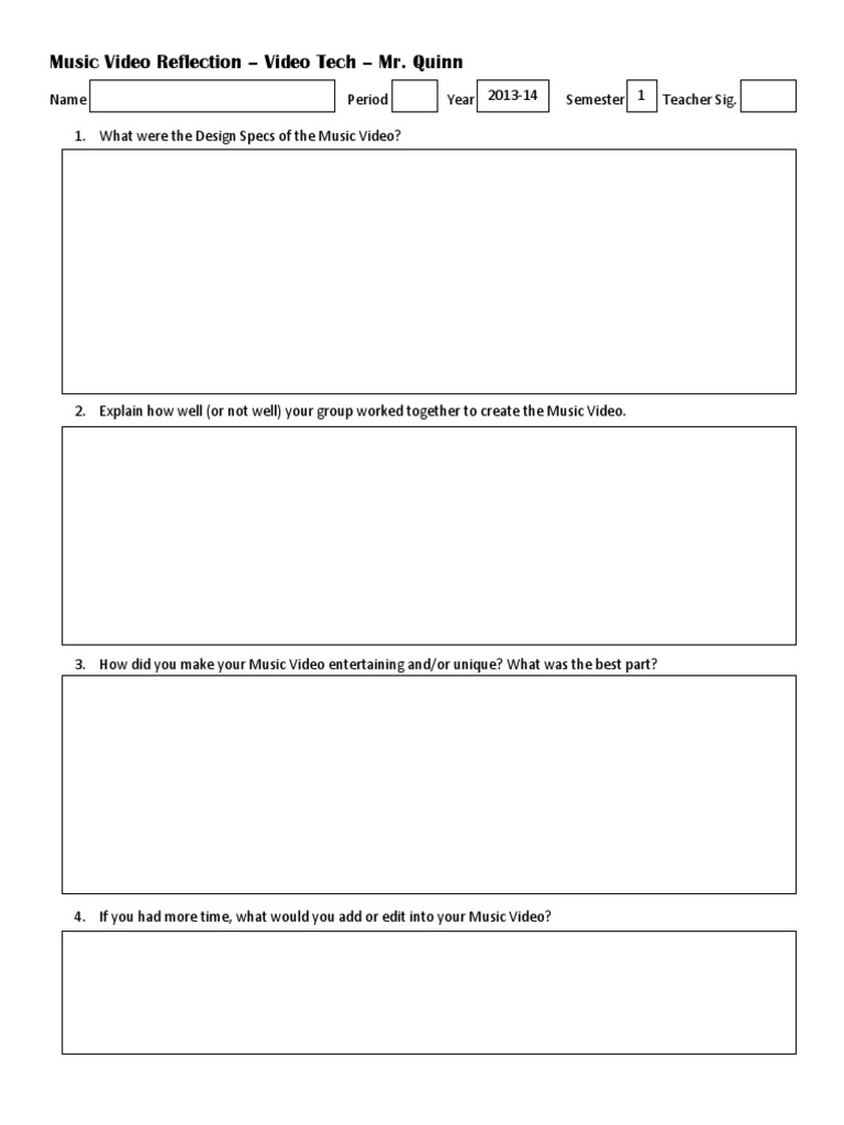 Music Video Reflection 2014 | PDF