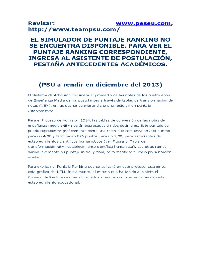 Informacion PSU | PDF | Pruebas estandarizadas | Educación Secundaria