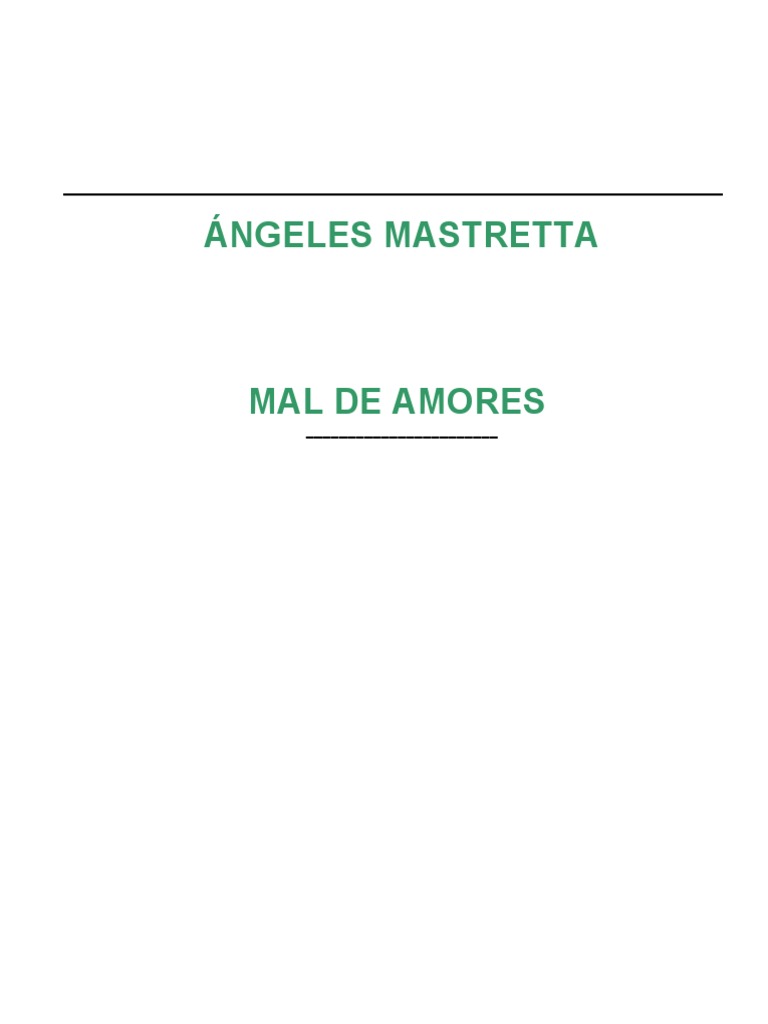 Angeles Mastretta - Mal de Amores | PDF | Business