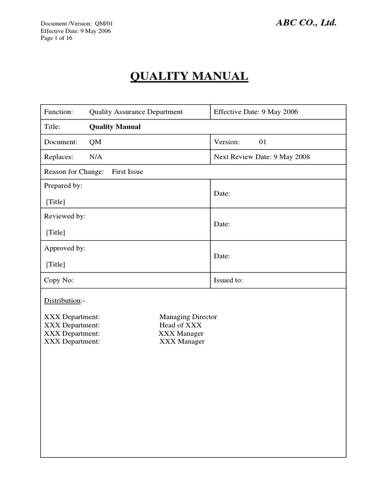 Quality Manual | PDF | Calibration | Verification And Validation